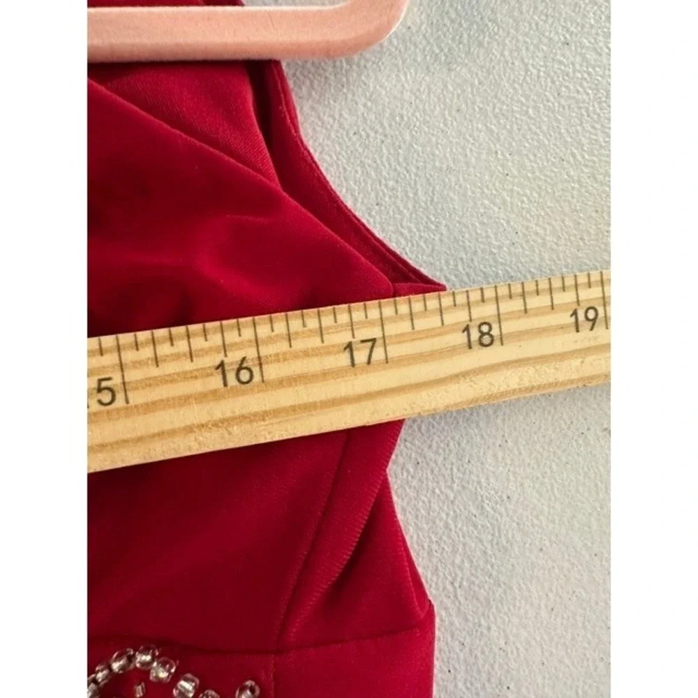 Dresses | Red Halter Maxi Dress Silver Beaded Sequin Waist Keyhole ...